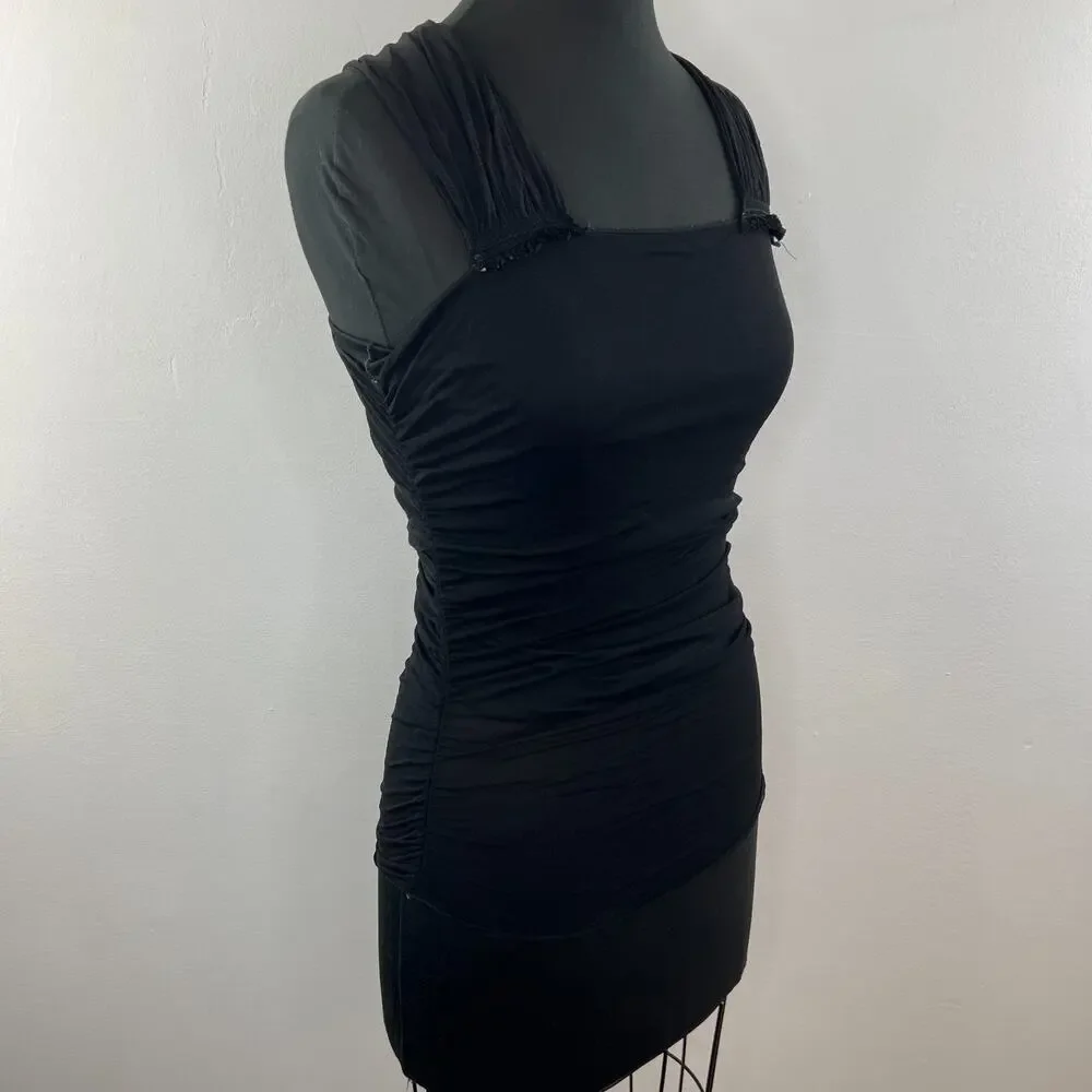 Max Studio | Tops | Max Studio Black Mesh Black Underlay Surplice Top ...